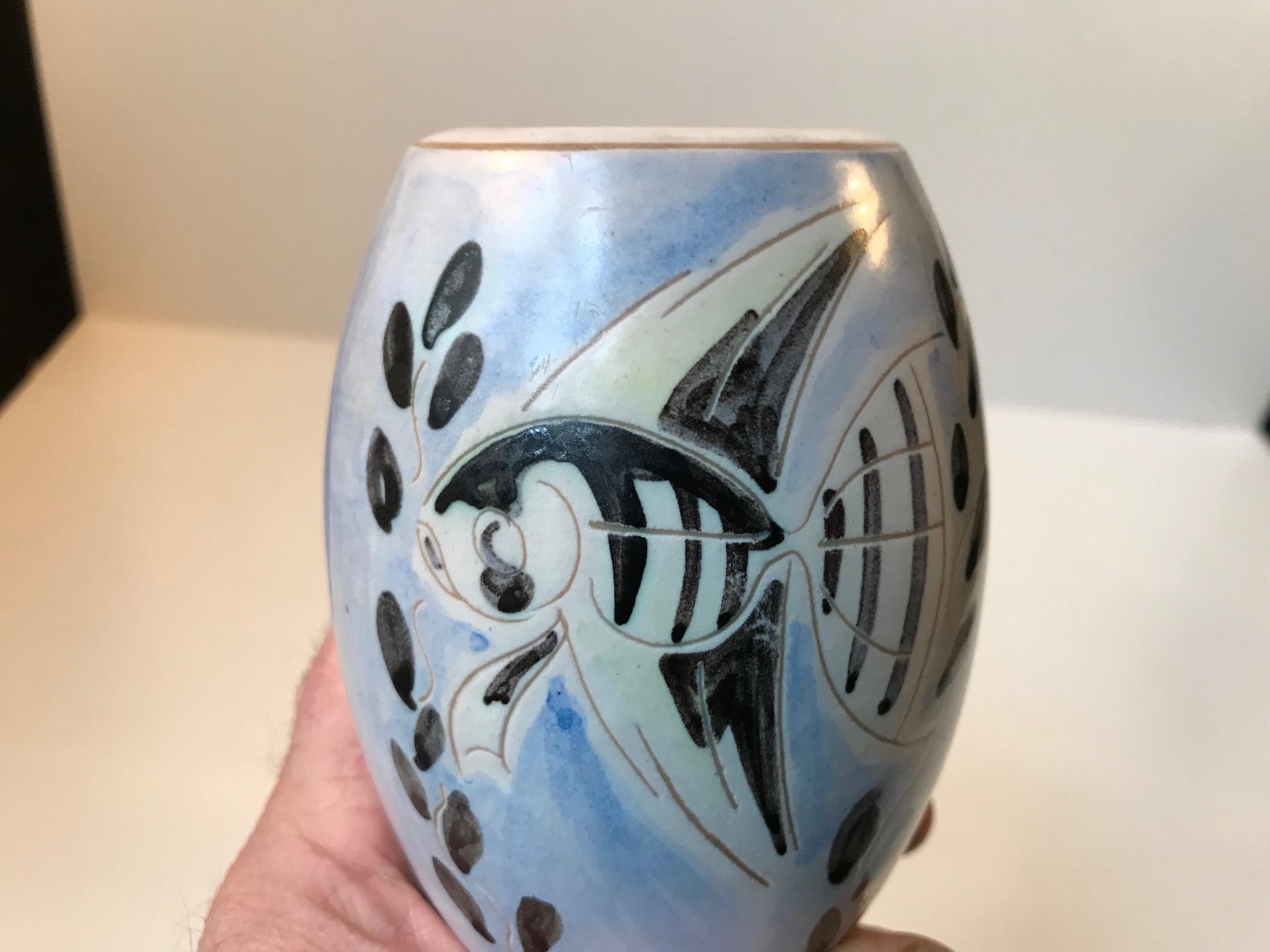 Vintage Danish Fish Pottery Vase by Agnethe Sørensen for Eslau, 1940s ...
