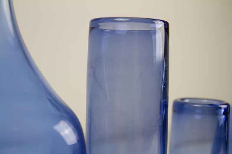Vintage Danish Glass Vases "Sapphire Blue" by Holmegaard. Set of 4. For ...