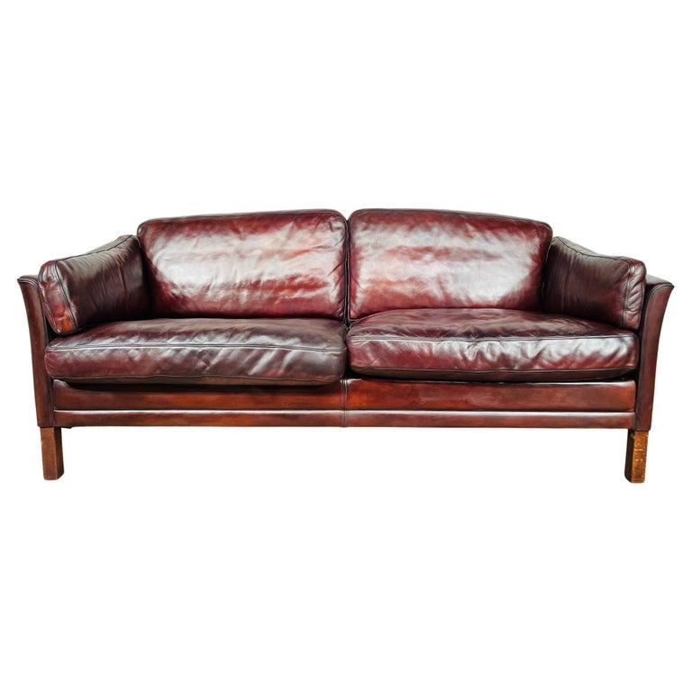 Vintage Danish Hans Mogensen 70 Patinated Chestnut 2.5 Seater Leather ...