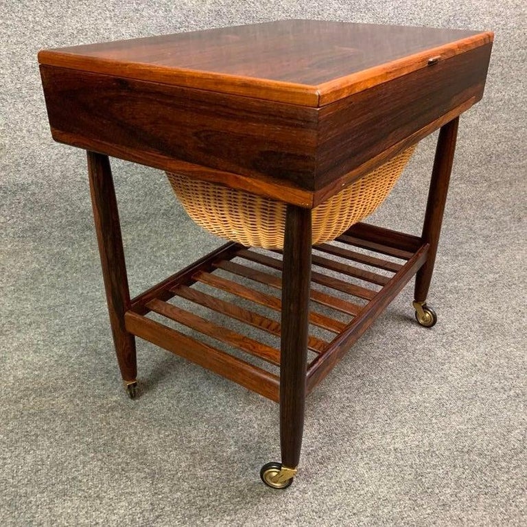 Vintage Danish Mid-Century Modern Rosewood Sewing Cart by Ejvind ...