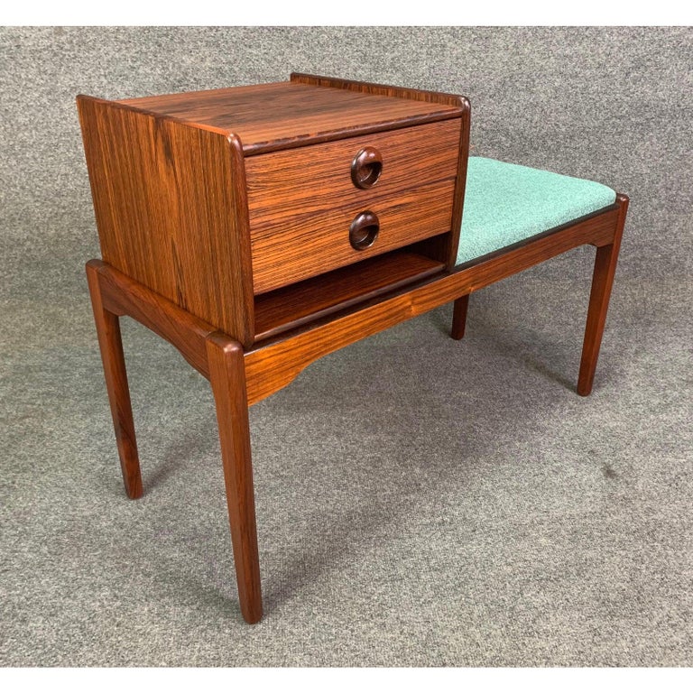 Vintage Danish Mid-Century Modern Rosewood Telephone Bench/Entry Way ...