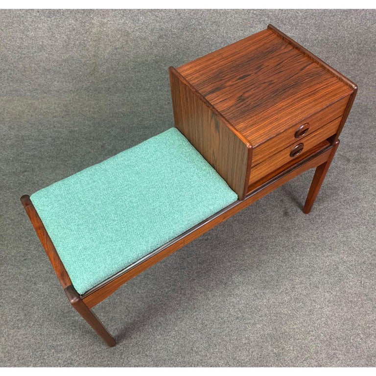 Vintage Danish Mid-Century Modern Rosewood Telephone Bench/Entry Way ...