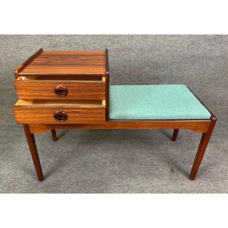 Vintage Danish Mid-Century Modern Rosewood Telephone Bench/Entry Way ...