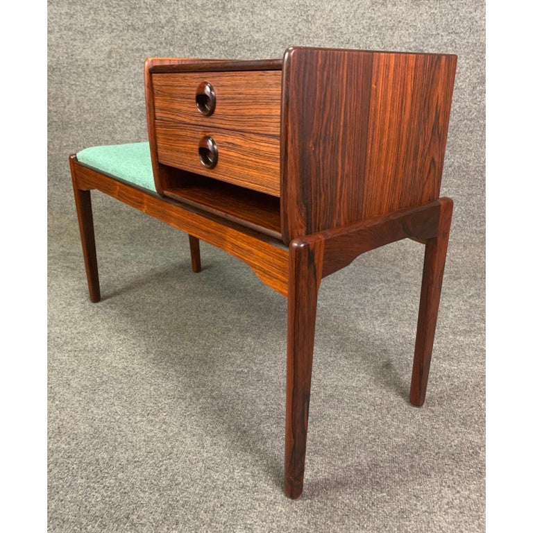 Vintage Danish Mid-Century Modern Rosewood Telephone Bench/Entry Way ...