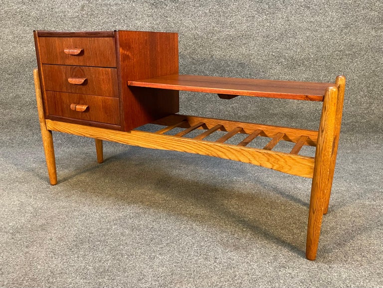 Vintage Danish Mid Century Modern Teak and Oak Console Table For Sale ...