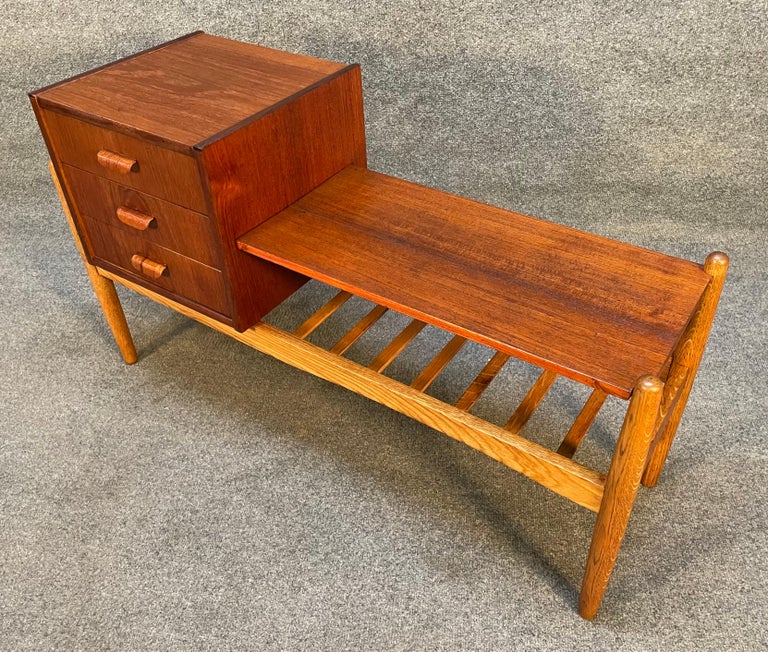 Vintage Danish Mid Century Modern Teak and Oak Console Table For Sale ...