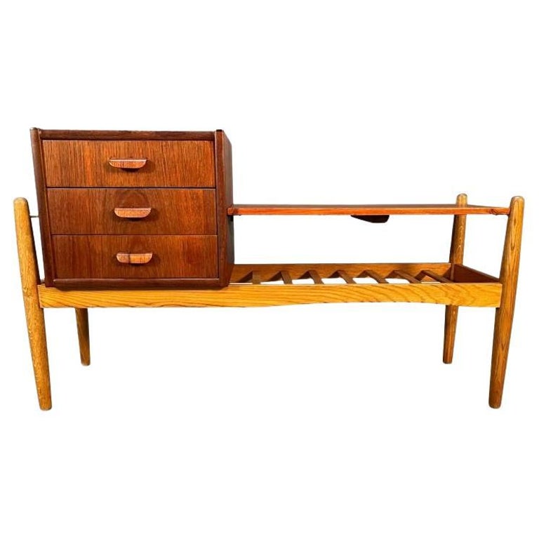 Vintage Danish Mid Century Modern Teak and Oak Console Table For Sale ...