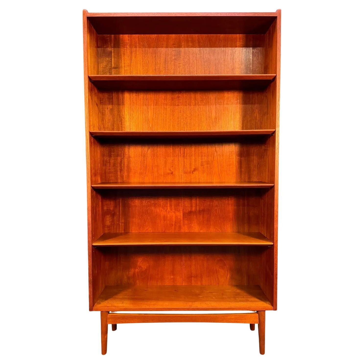 Mid Century Danish Modern Tall Teak bookcase with lower credenza For ...