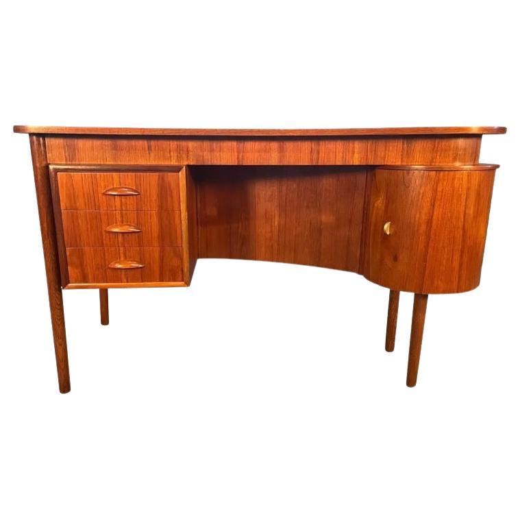 1950s Danish Dark Old Growth Teak Writing Desk Cabin Modern Rustic ...
