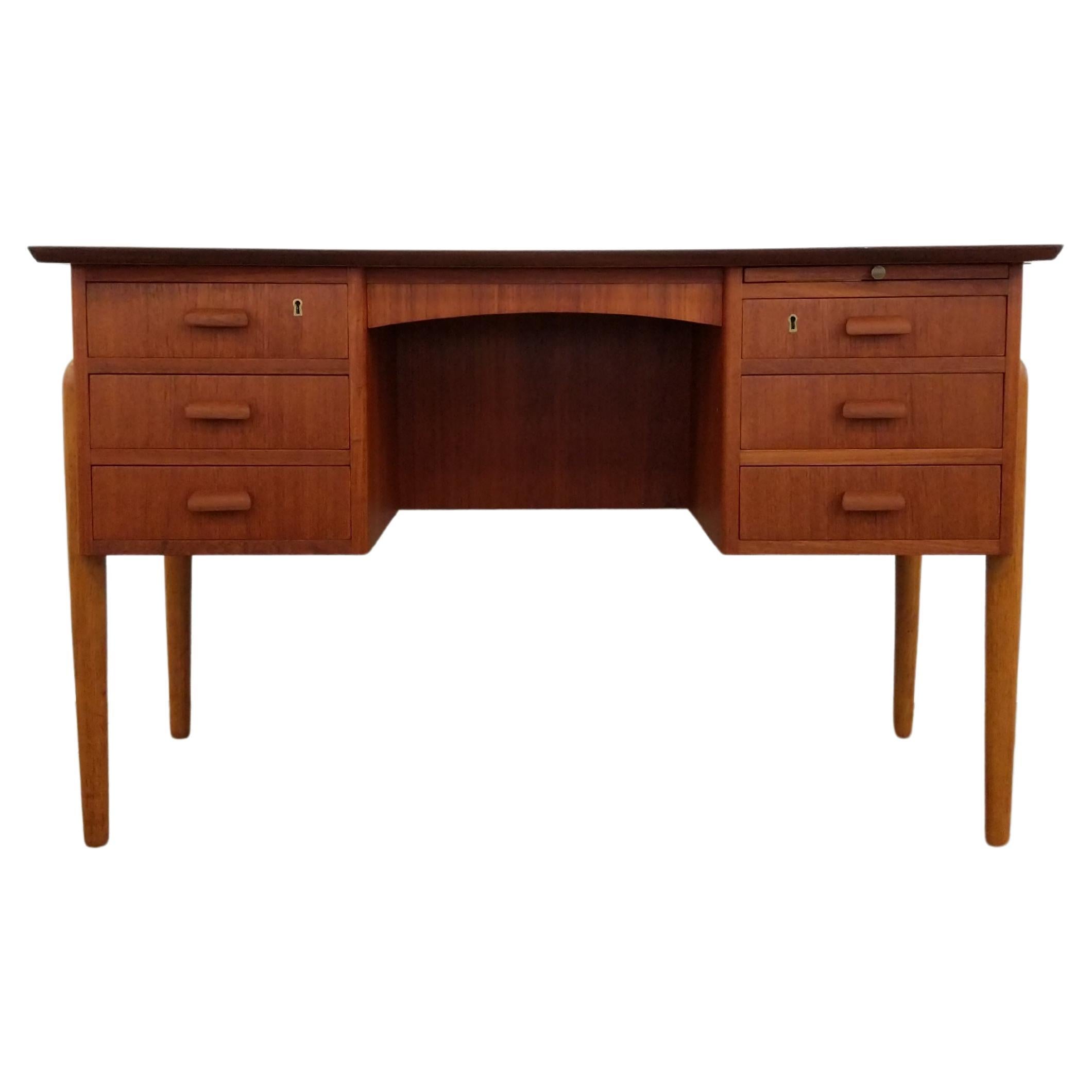 Vintage Danish Mid Century Modern Teak Executive Desk "Model 15" by ...