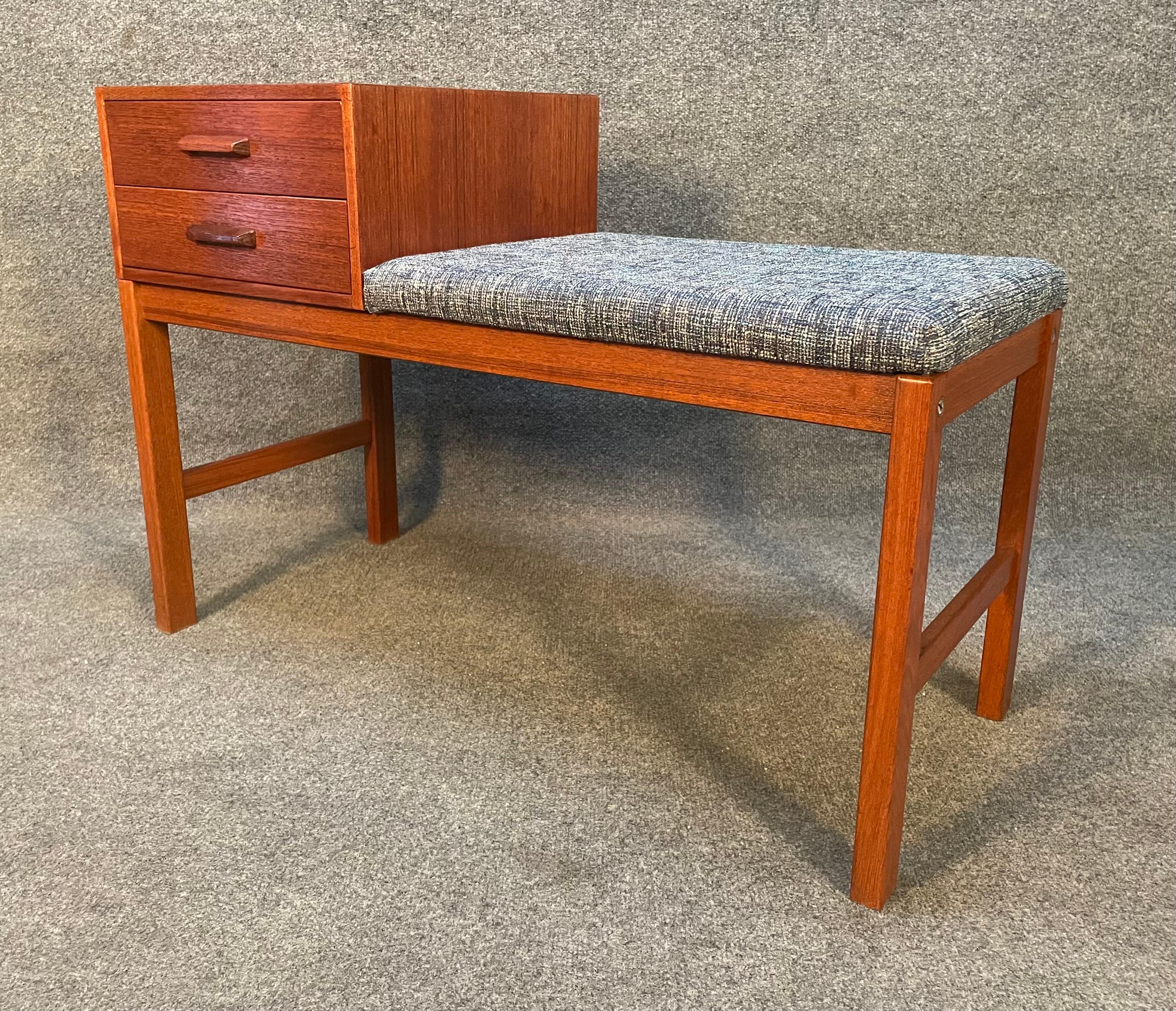 Vintage Danish Mid-Century Modern Teak Entry Bench at 1stDibs