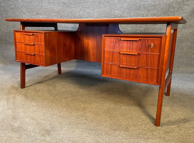 Vintage Danish Mid-Century Modern Teak Floating Desk Model 75 by Omann ...