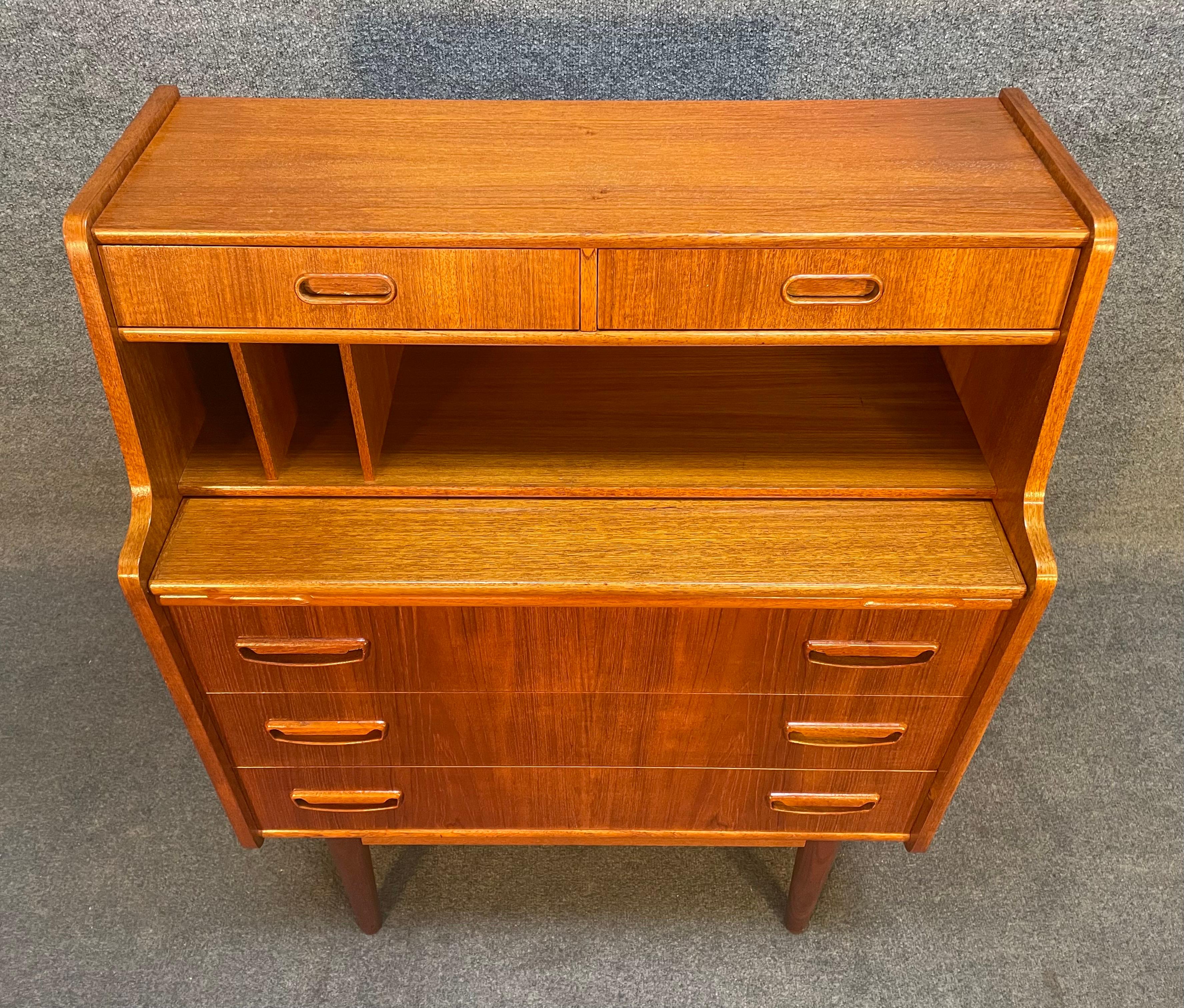 Vintage Danish Mid-Century Modern Teak Secretary Desk at 1stDibs