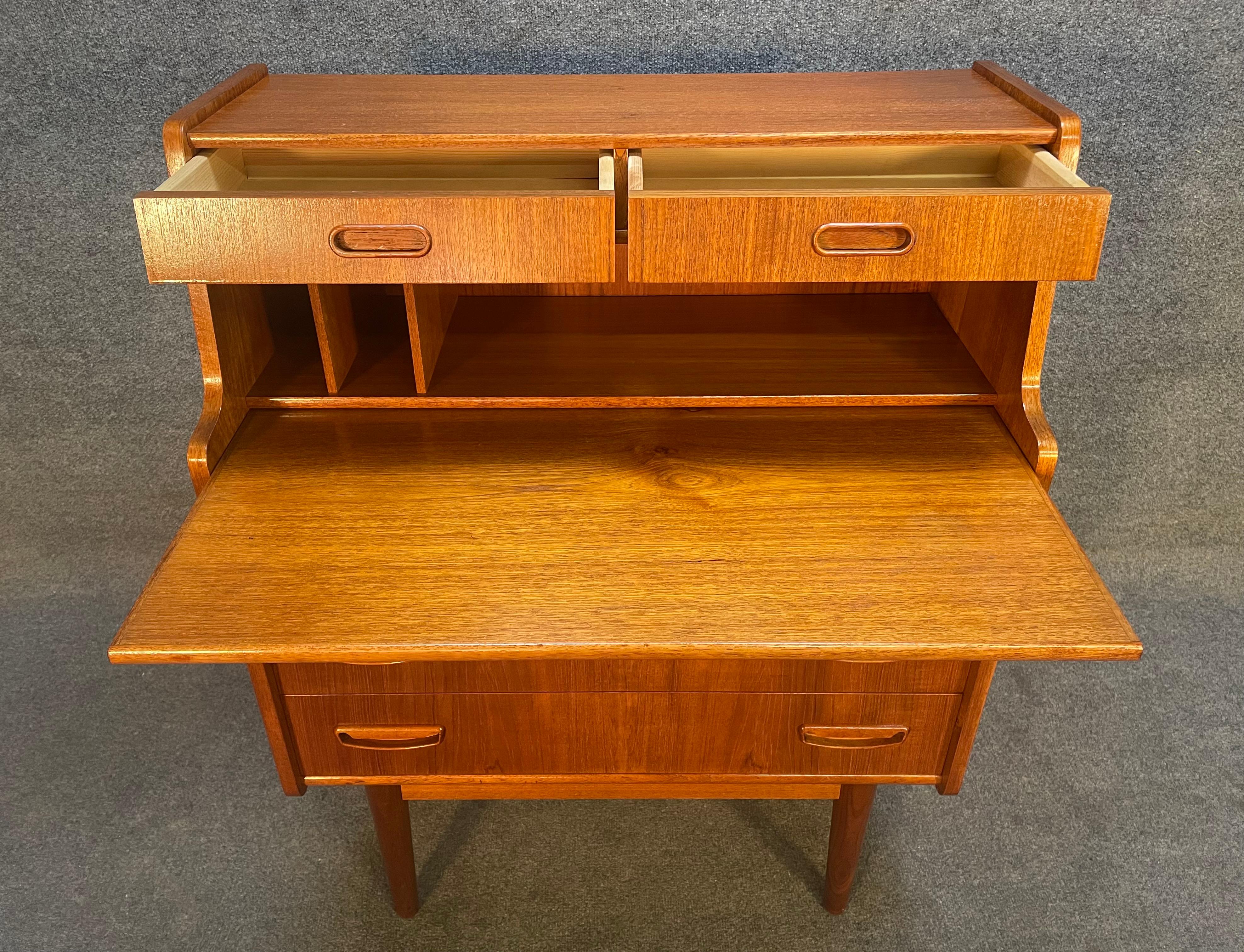 Vintage Danish Mid-Century Modern Teak Secretary Desk at 1stDibs