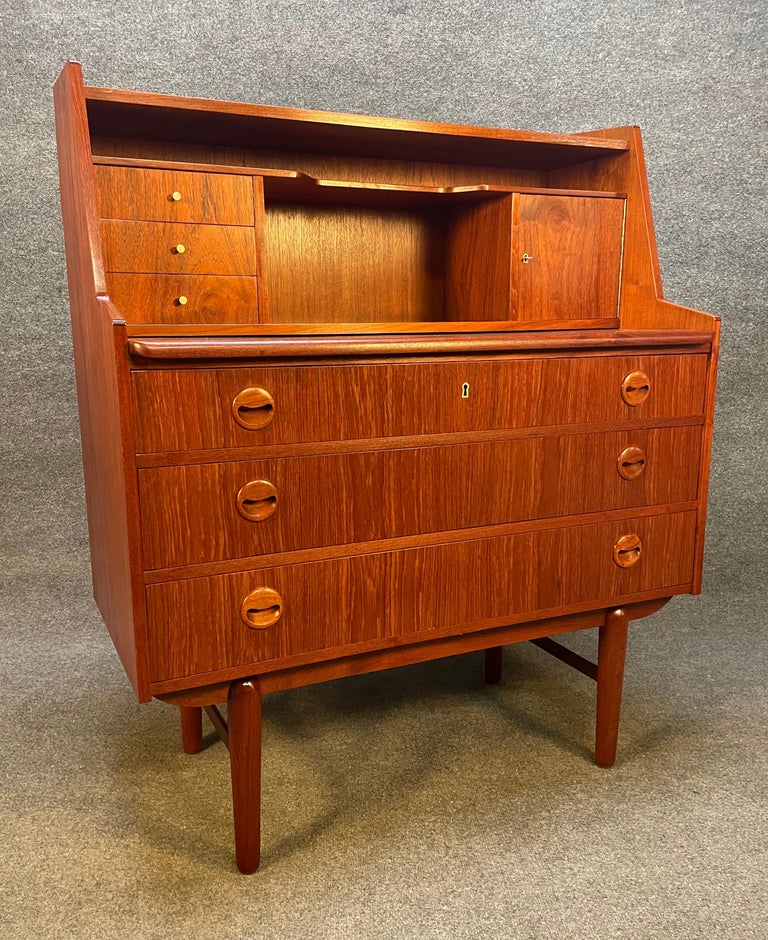 Vintage Danish Mid-Century Modern Teak Secretary Desk at 1stDibs