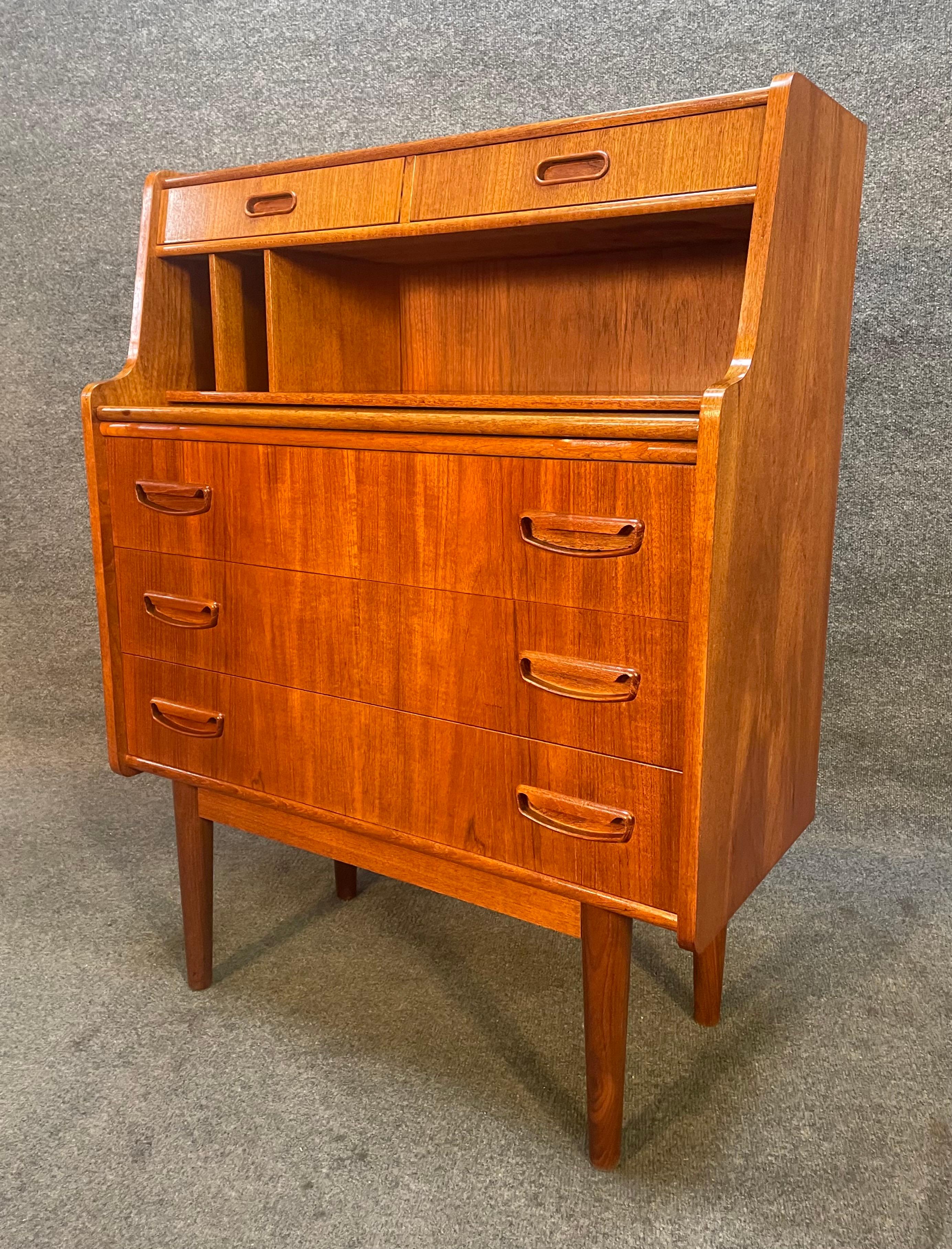Vintage Danish Mid-Century Modern Teak Secretary Desk at 1stDibs