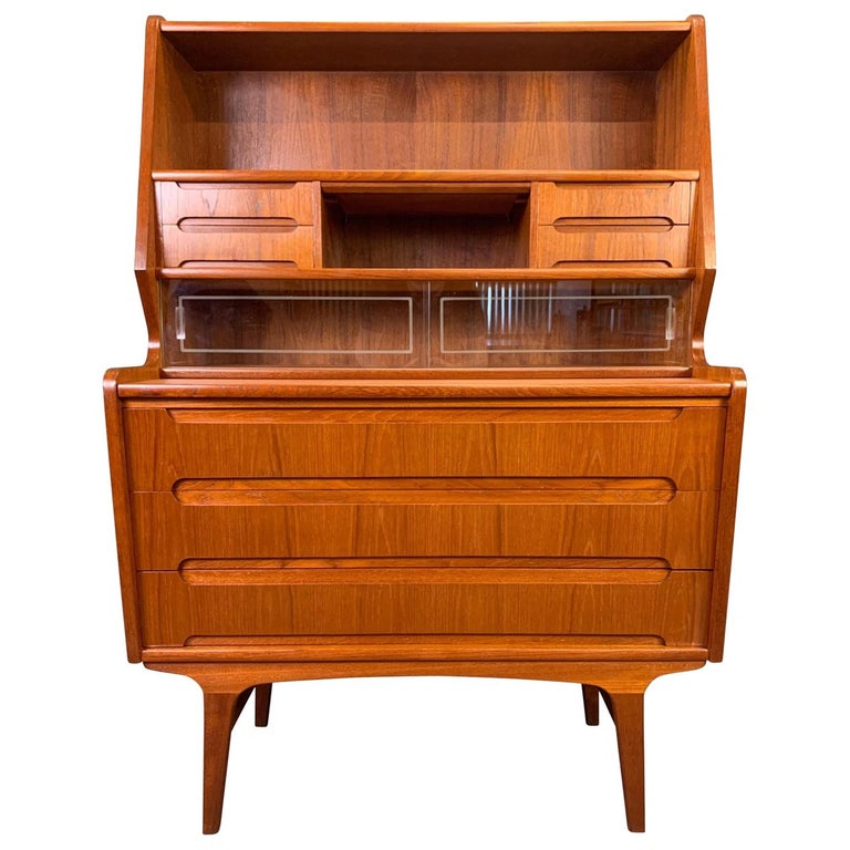 Vintage Danish Mid-Century Modern Teak Secretary Desk at 1stDibs