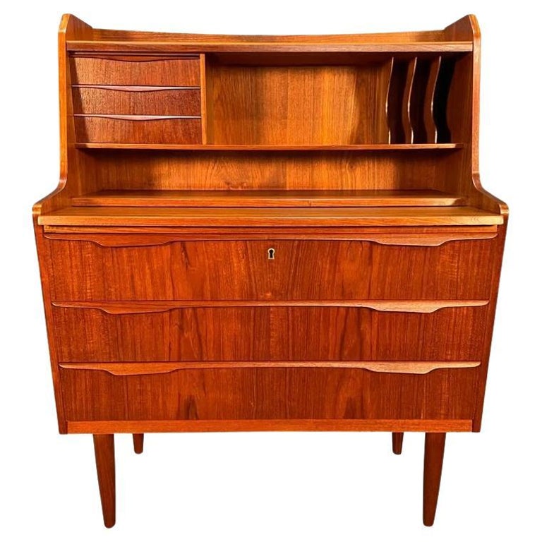 Vintage Danish Mid-Century Modern Teak Secretary Desk For Sale at 1stDibs