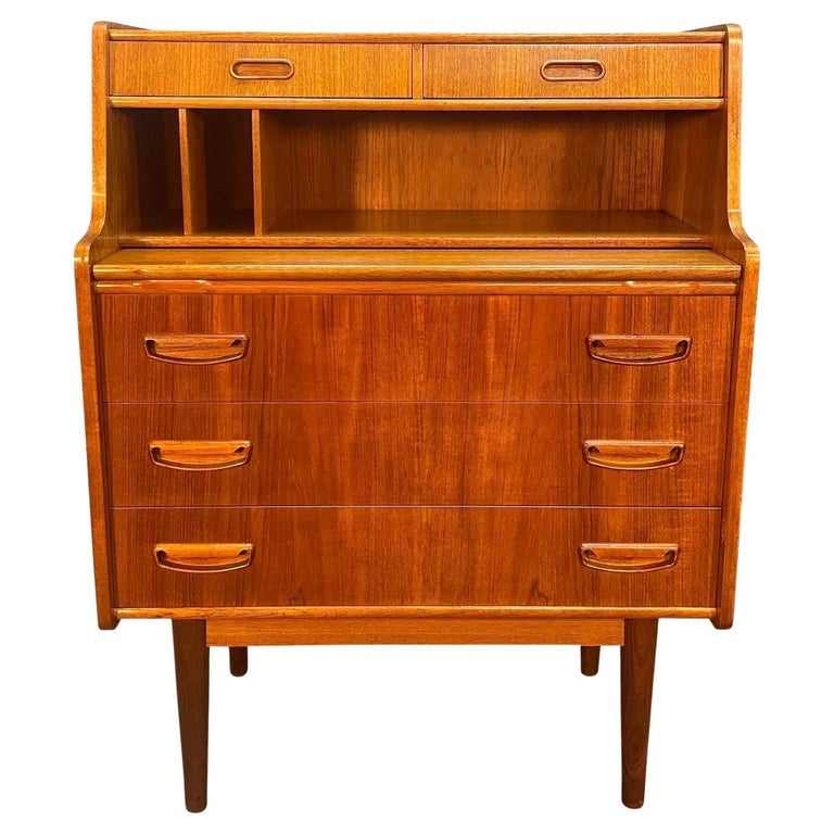 Vintage Danish Mid-Century Modern Teak Secretary Desk For Sale at 1stDibs