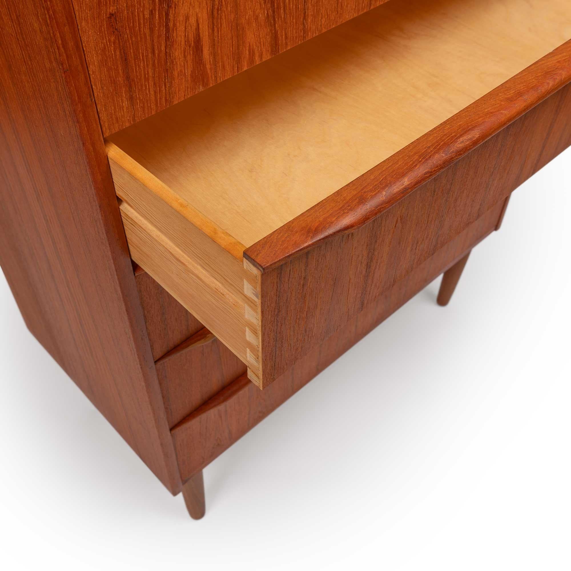 Vintage Danish Mid-Century Six Drawer Teak Tallboy Dresser For Sale at ...