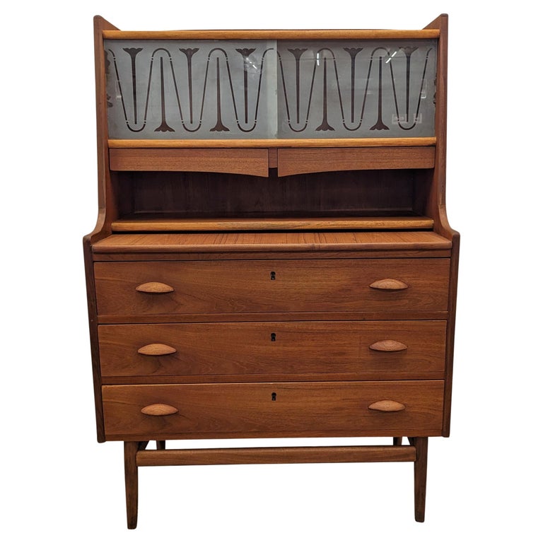 Secrtaire danois vintage du milieu du sicle en teck avec feuille ...