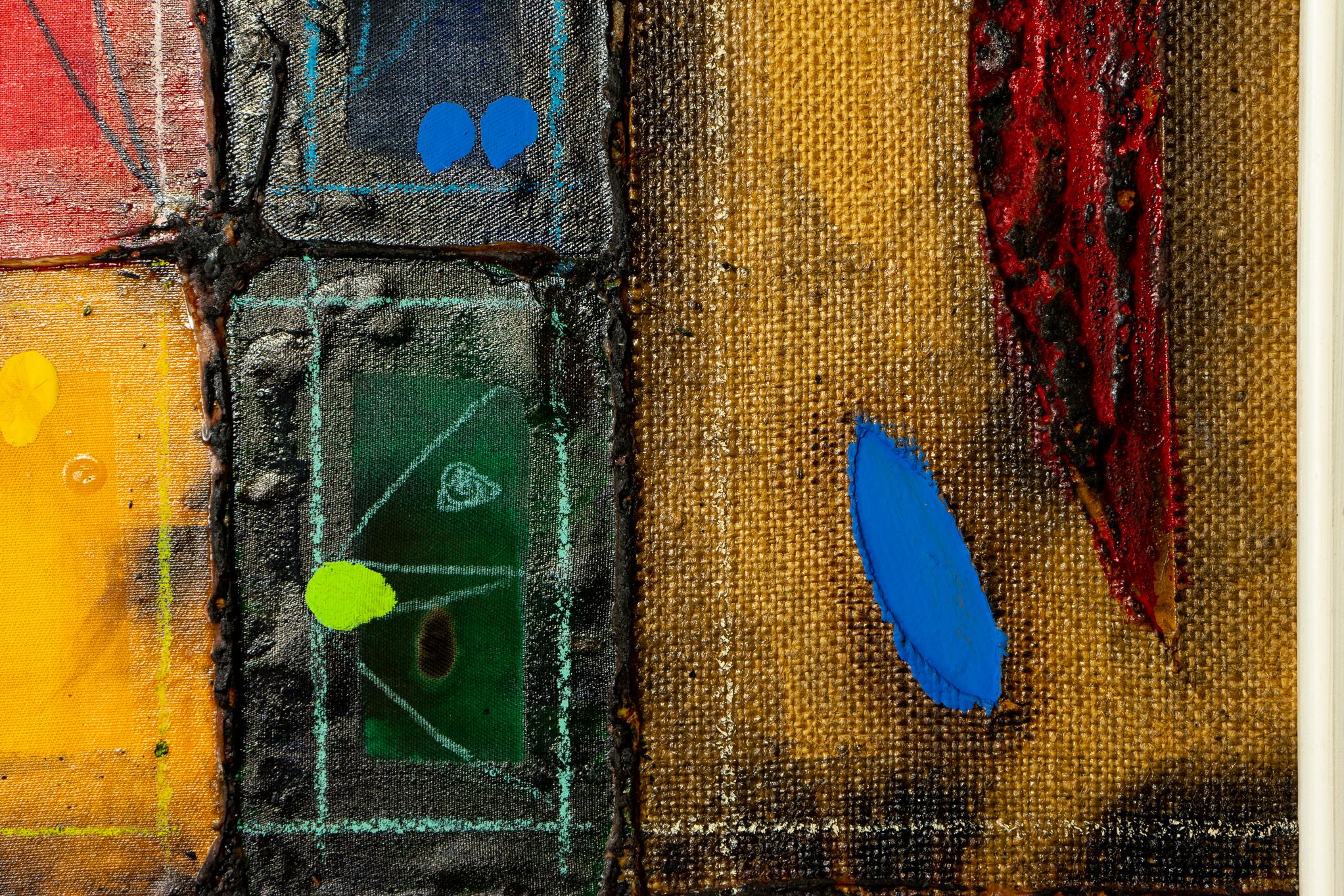 Vintage Danish Mixed-Media Abstract Painting For Sale at 1stDibs