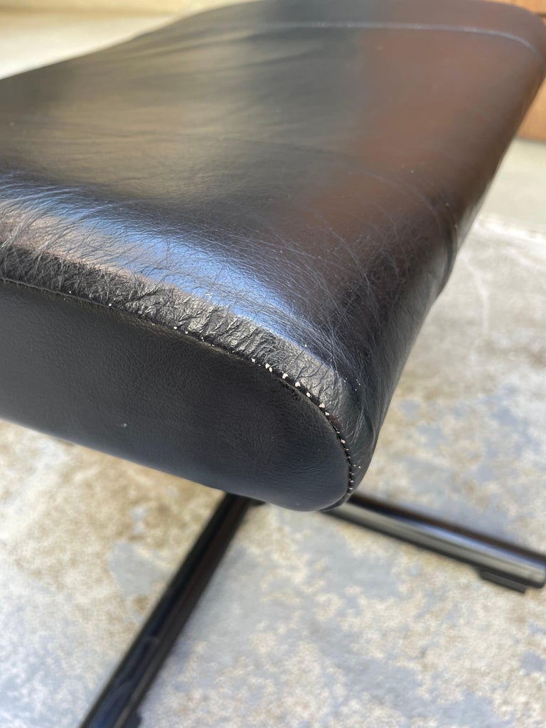 Vintage Danish Modern Leather Lounge Chair with Ottoman by Kebe at 1stDibs