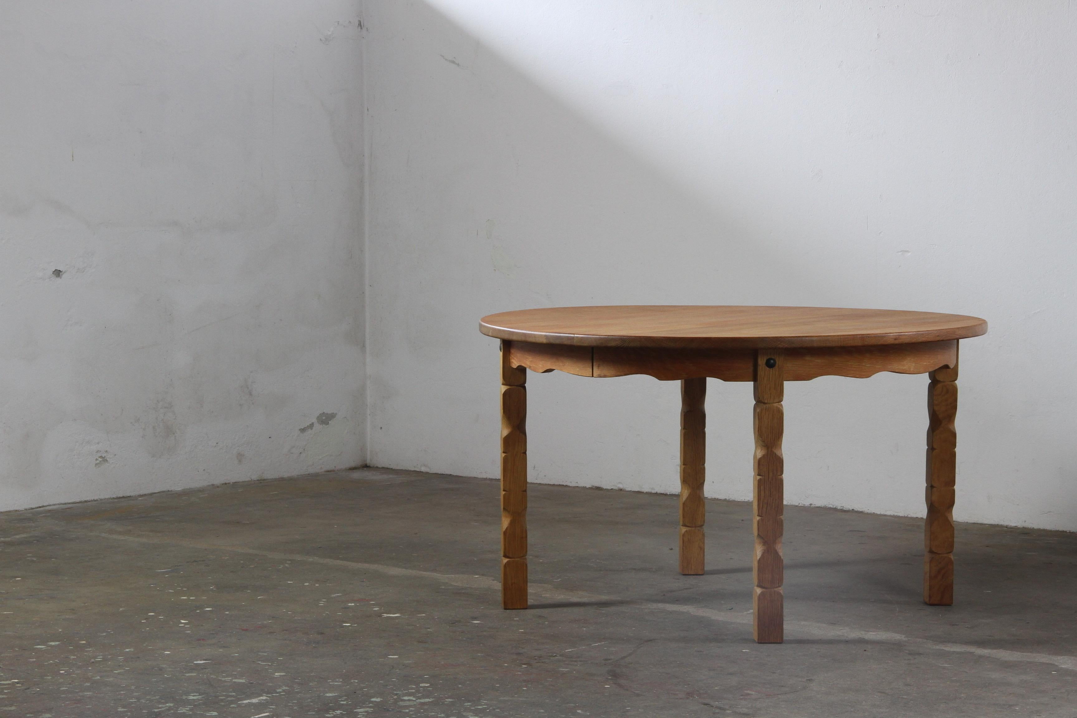 Vintage Danish Modern Oak Round Table, H. Kjærnulf style, 1960s For ...