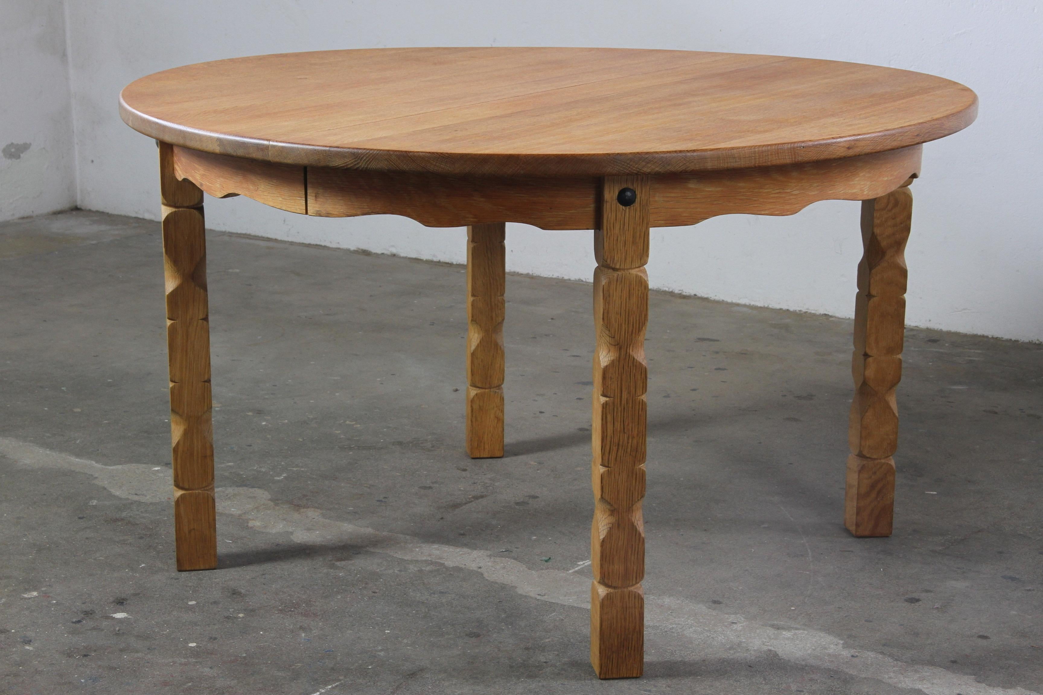 Vintage Danish Modern Oak Round Table, H. Kjærnulf style, 1960s For ...