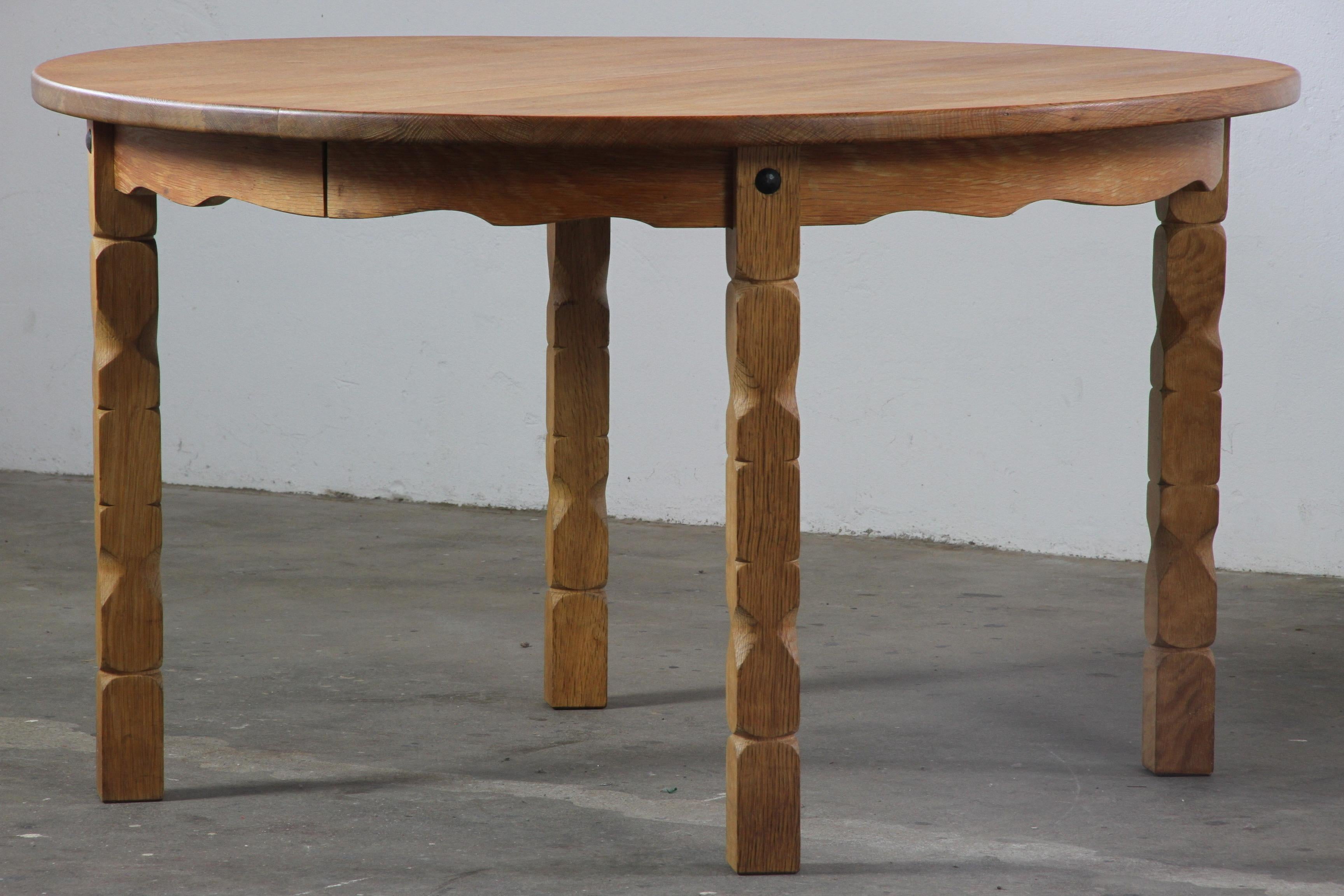 Vintage Danish Modern Oak Round Table, H. Kjærnulf style, 1960s For ...