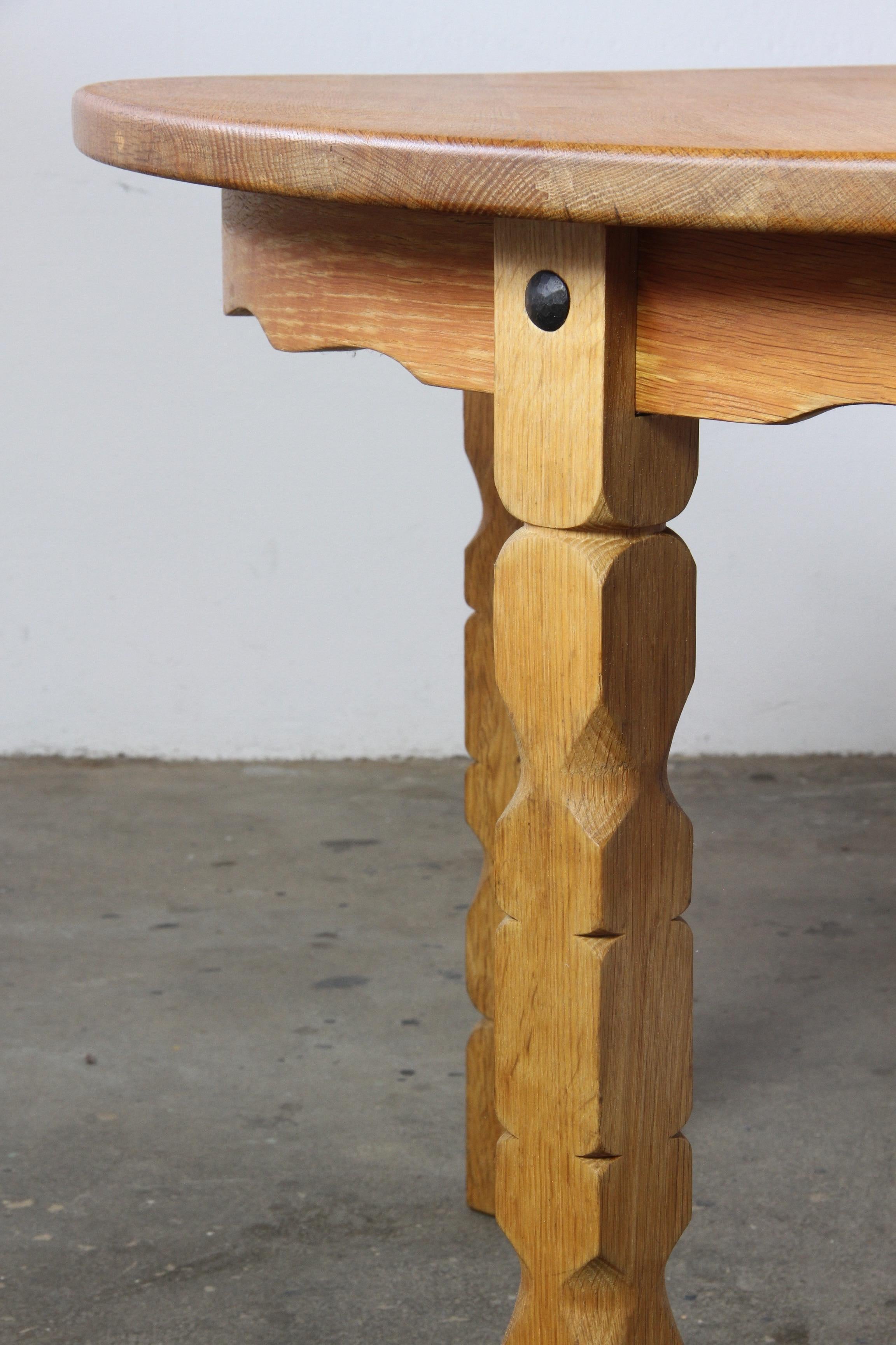 Vintage Danish Modern Oak Round Table, H. Kjærnulf style, 1960s For ...