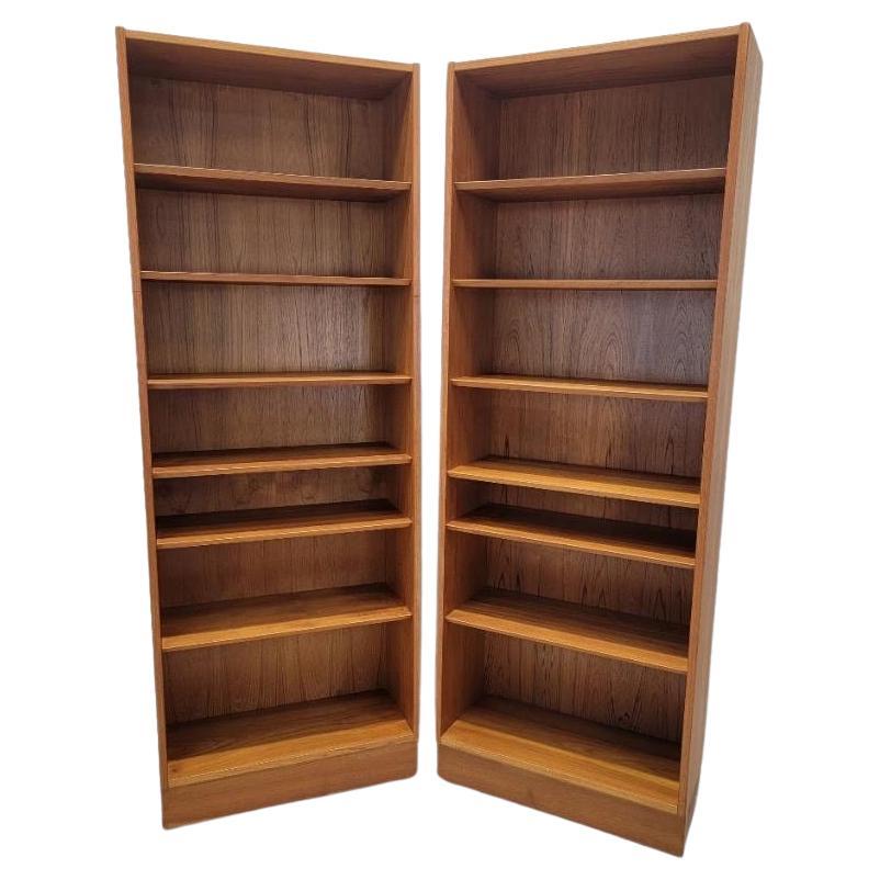 Carlo Jensen Narrow Teak Bookcase With Lower Locking Cabinet For Sale ...