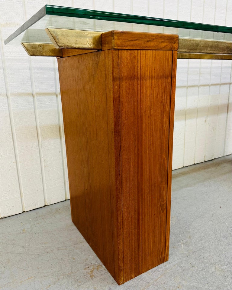 Vintage Danish Modern Teak Glass Top Console Table For Sale at 1stDibs