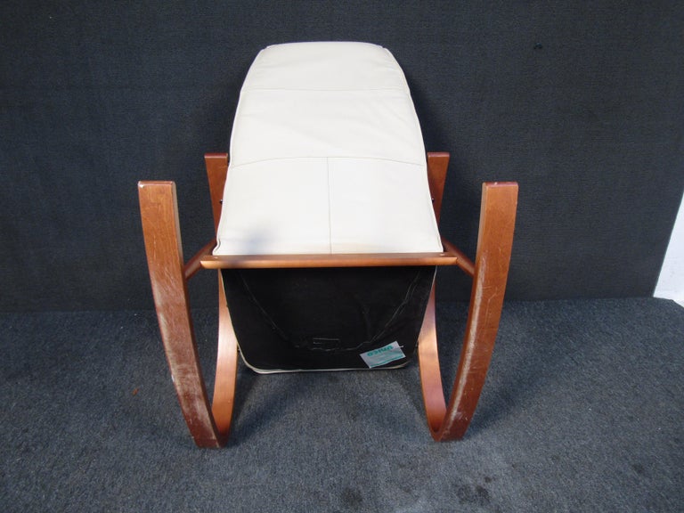 Vintage Danish Rocker by Unico in Teak and Leather For Sale at 1stDibs