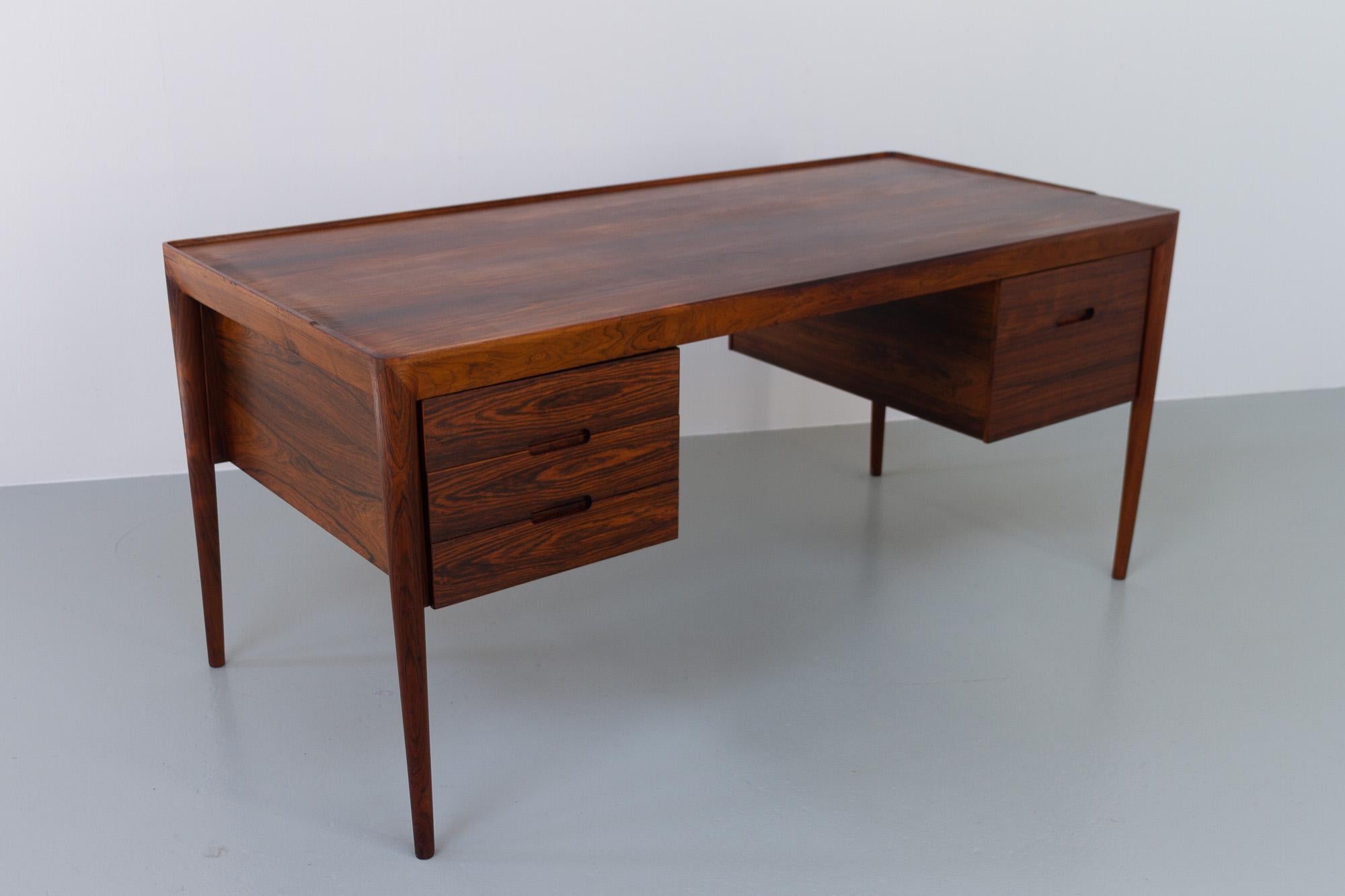 Vintage Danish Rosewood Desk by Erik Riisager Hansen, 1950s For Sale at 1stDibs