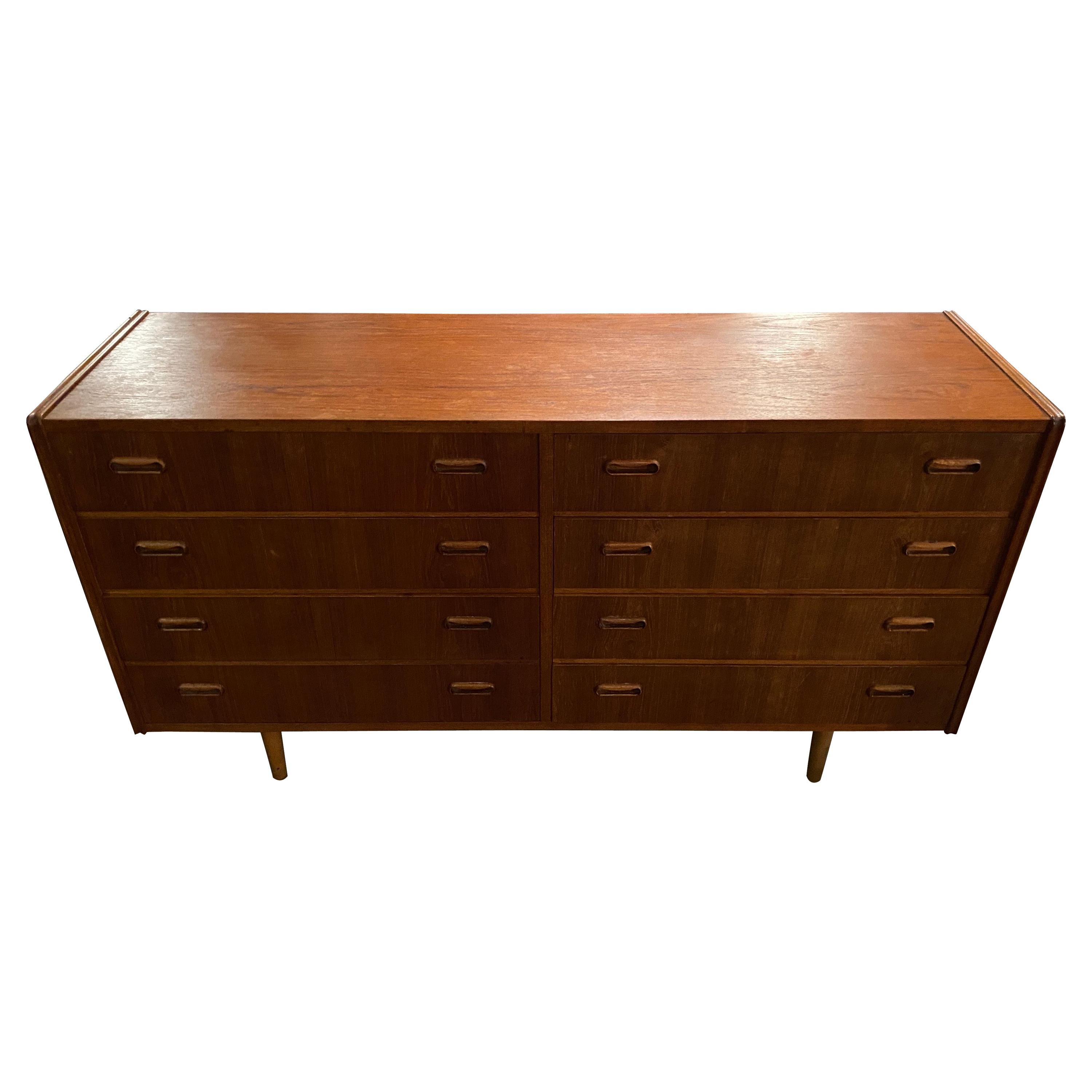 Danish Modern Teak Nine-Drawer Dresser at 1stDibs