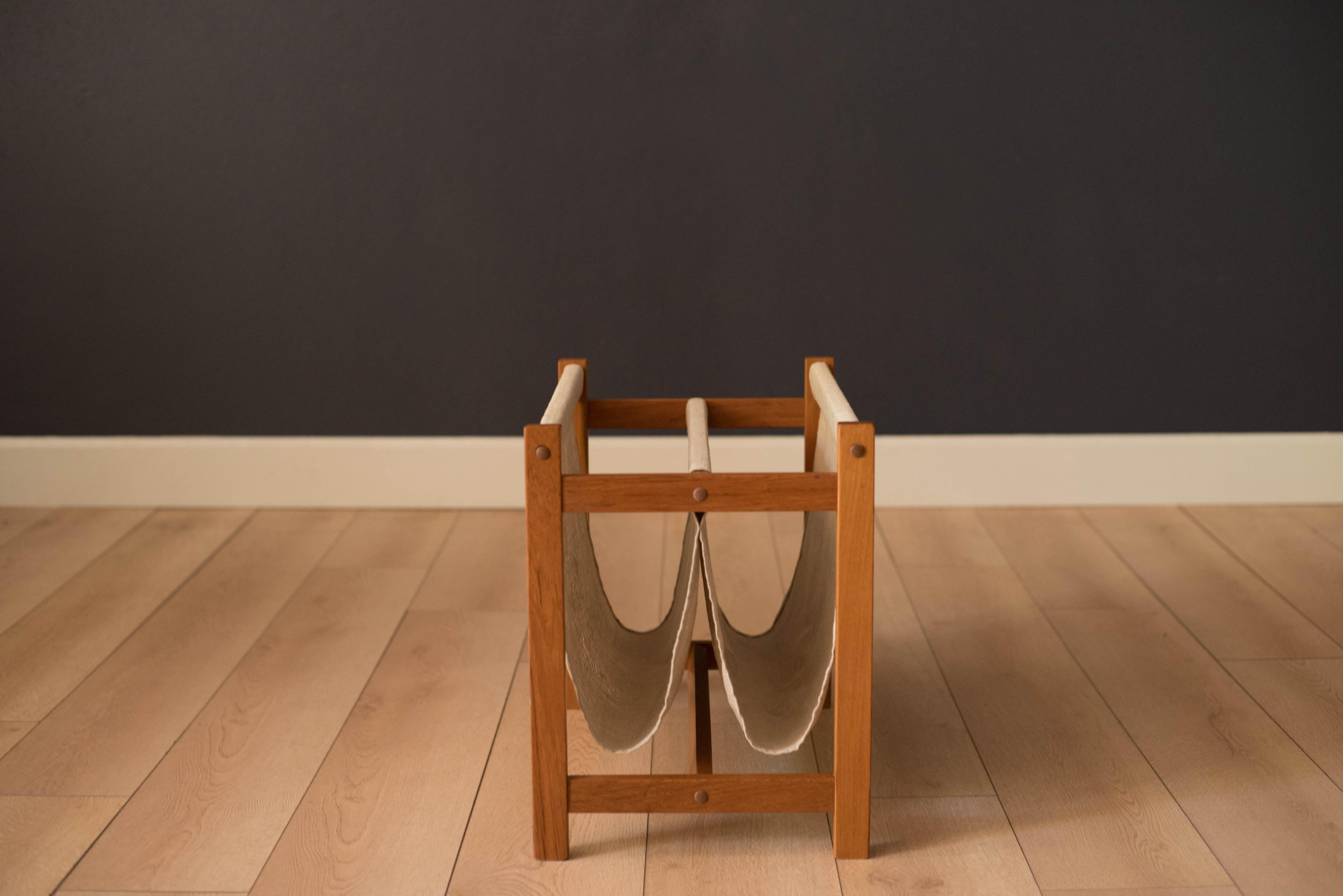 Vintage Danish Teak and Canvas Magazine Rack at 1stDibs | danish ...