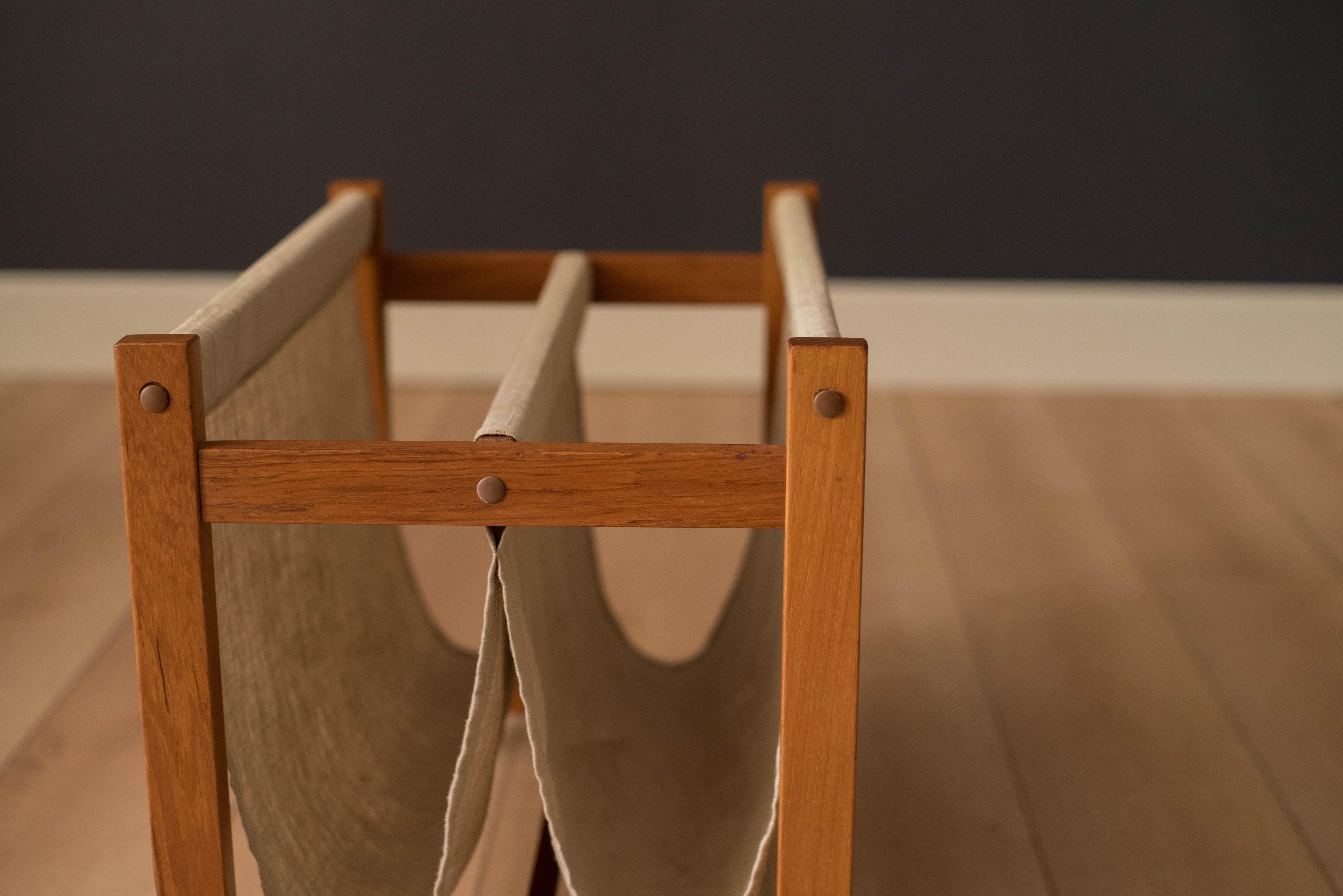 Vintage Danish Teak and Canvas Magazine Rack at 1stDibs | danish ...