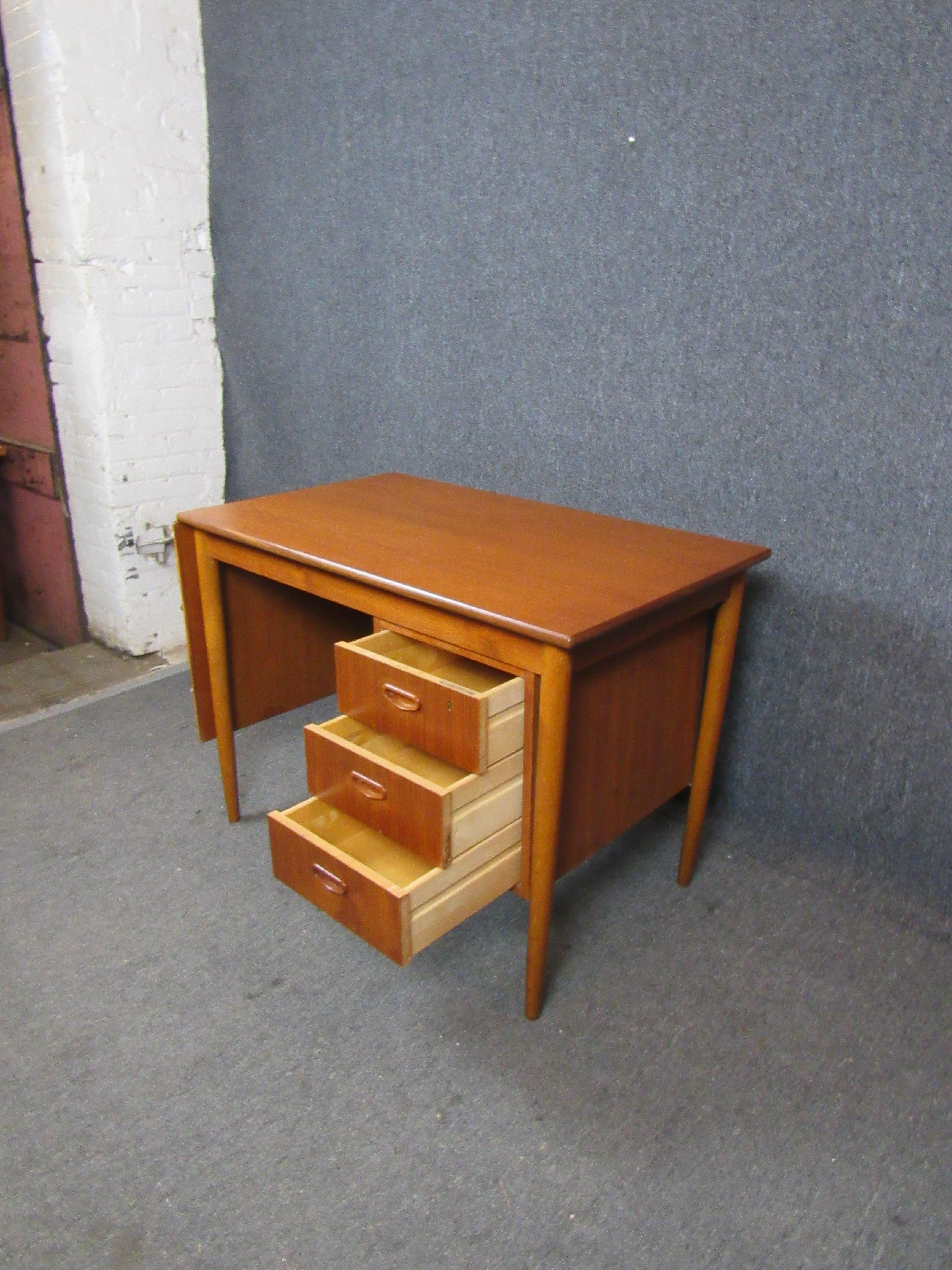Vintage Danish Teak Drop Leaf Desk For Sale at 1stDibs