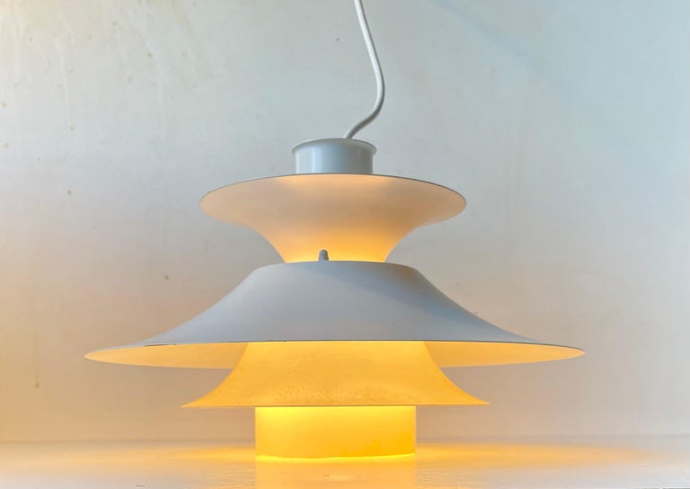 Vintage Danish White Hanging Pendant Lamp from Lyfa, 1970s For Sale at 1stDibs