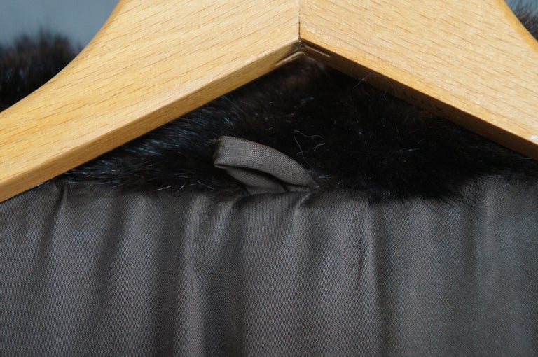 Vintage Dark Brown Full Length Chevron Mink Fur Coat Womens Jacket For ...