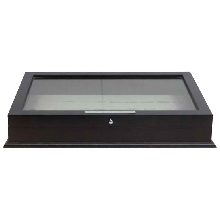 Vintage Dark Tone Wood and Glass Cigar Box or Jewelry Display Cabinet ...