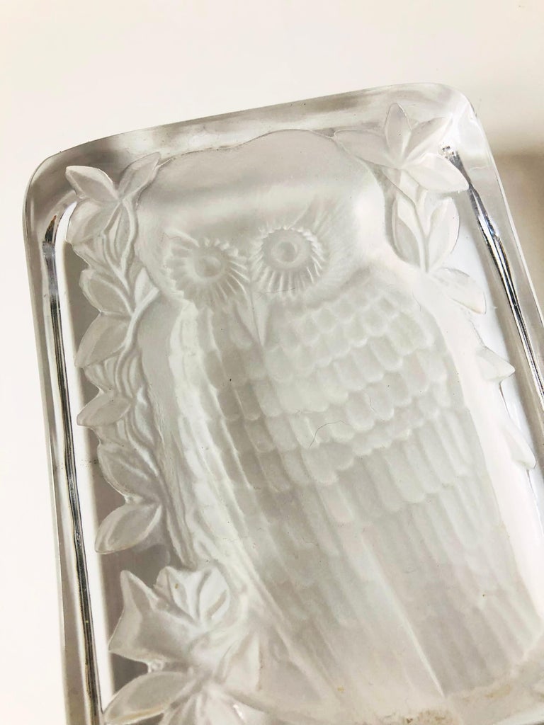 Vintage Daum France Crystal Owl Paperweight at 1stDibs