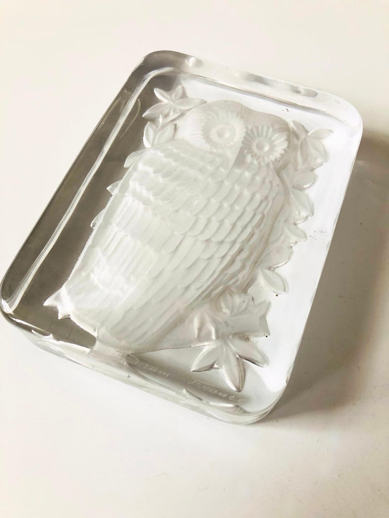 Vintage Daum France Crystal Owl Paperweight at 1stDibs