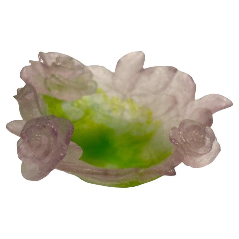 Vintage Daum Handmade Glass “Roses” Bowl ~ France For Sale at 1stDibs