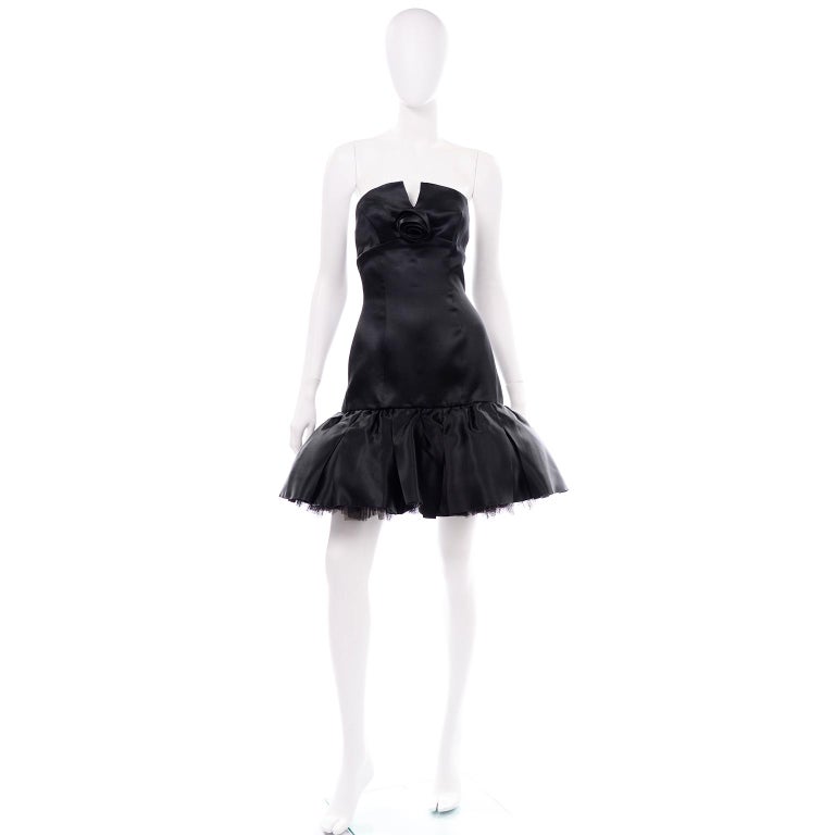 Vintage David Fielden London Silk Short Strapless Little Black Poof ...