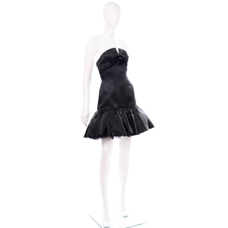 Vintage David Fielden London Silk Short Strapless Little Black Poof ...