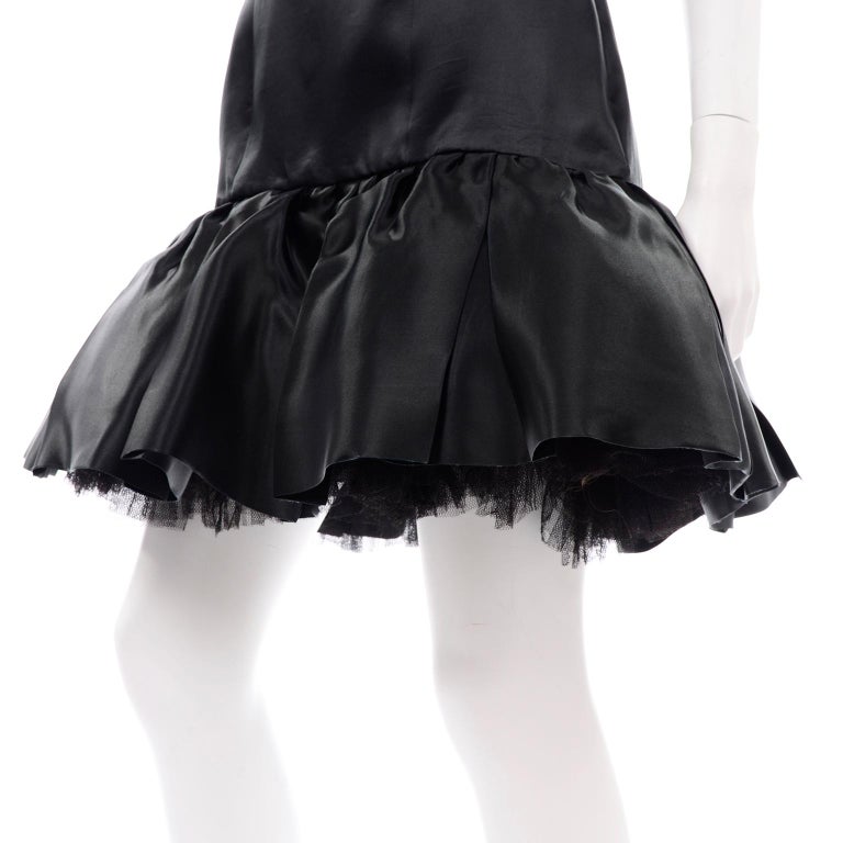 Vintage David Fielden London Silk Short Strapless Little Black Poof ...