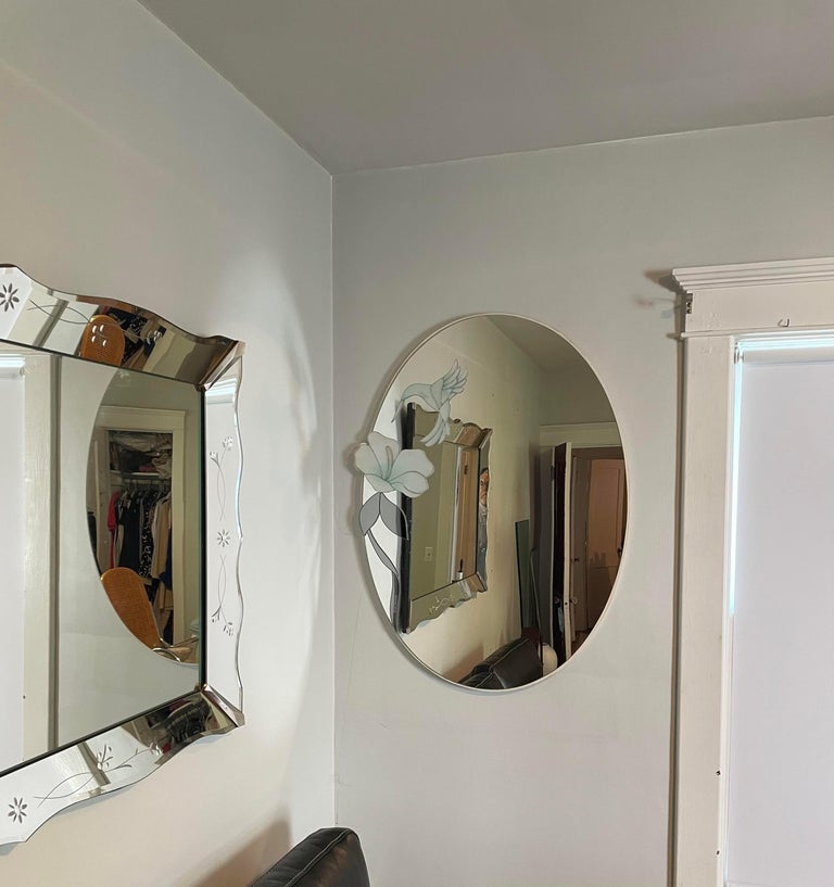 Vintage David Marshall Hummingbird and Floral Oval Wall Mirror For Sale ...