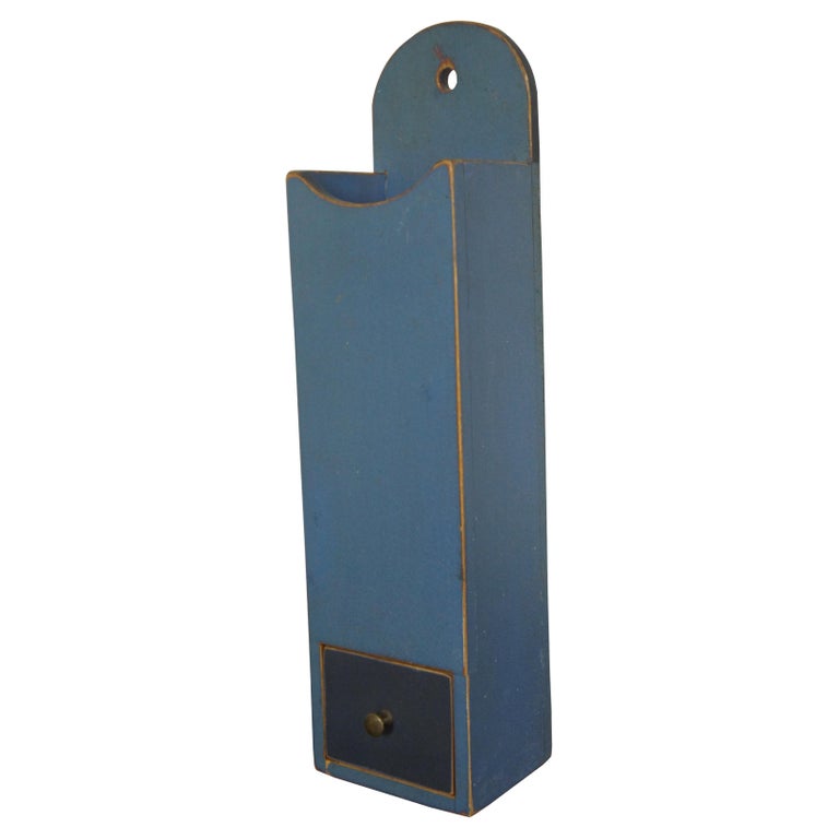 Vintage David T Smith Primitive Pipe Box w Drawer Match Stick Holder ...